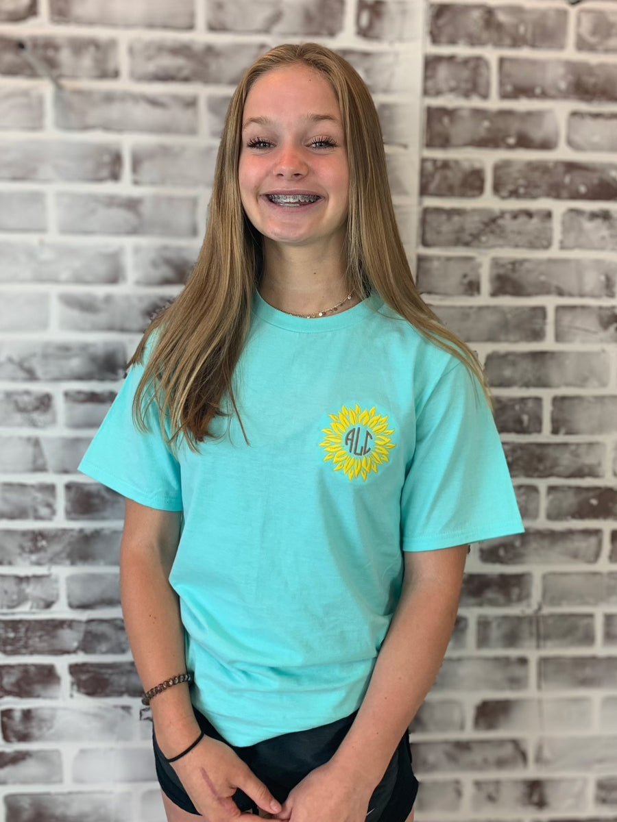 Sunflower Monogram Tee – Sweet Tea Refill
