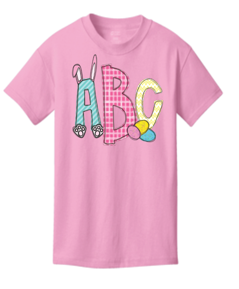 Youth Easter Doodle Monogram Tee | Sweet Tea Refill